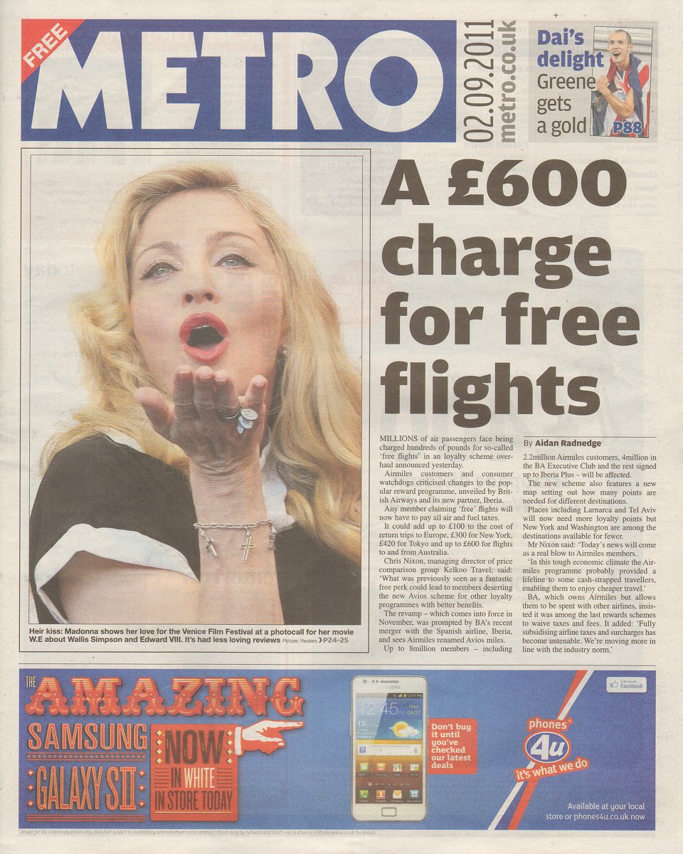 Madonnalicious UK Newspapers Metro